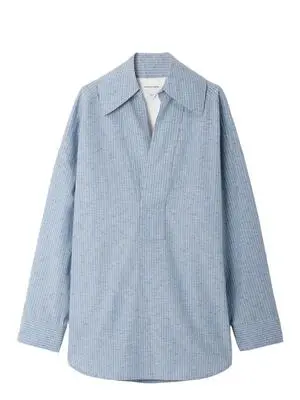 Bottega Veneta Oversized Striped Cotton-blend Shirt - Blue