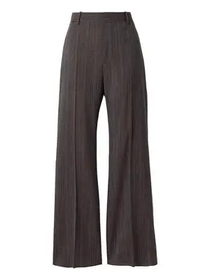 Bottega Veneta Striped Wool-blend Straight-leg Trousers - Gray