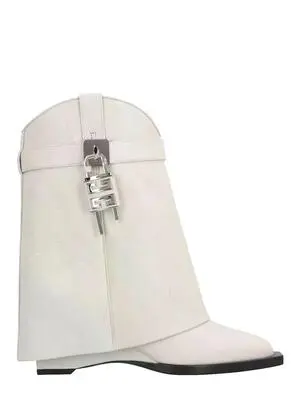Givenchy 60mm Shark Lock Cowboy Leather Boots - White