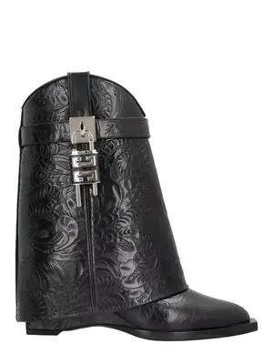 Givenchy 60mm Shark Lock Leather Cowboy Boots - Black