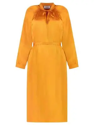 YVES SALOMON Satin Midi Dress - Orange