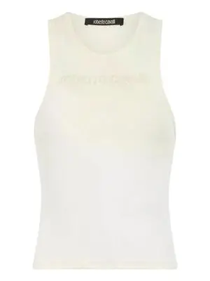 Roberto Cavalli Logo-embroidered Tank Top - Neutrals