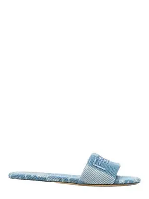 Fendi Logo-embroidered Slides - Blue
