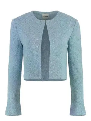 St. John Textured Cropped Jacket - Blue