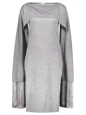 Burberry Fringed-detail Mini Dress - Grey