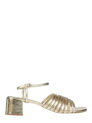 MANSUR GAVRIEL Leather Ankle Strap Sandals - Gold