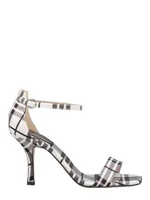 DIVINE FOLLIE Ankle Strap Tartan Sandals - White