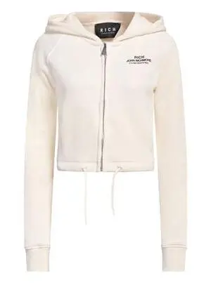 John Richmond Cotton Blend Sky Hoodie - White