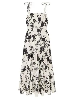 SELF-PORTRAIT Floral-print Midi Dress - Off-white