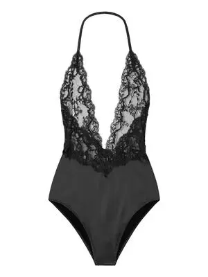 Givenchy Lace And Satin Halterneck Bodysuit - Black