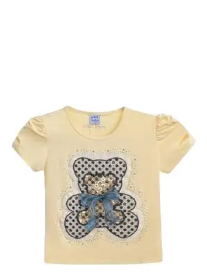 MIMI TUTU Mimi Tutu Bear Applique T-Shirt Yellow