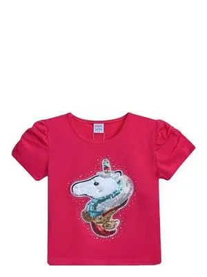 MIMI TUTU Mimi Tutu Unicorn Applique T-Shirt Pink Raspberry