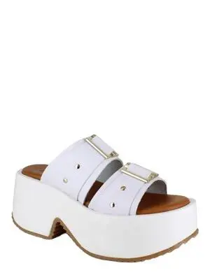 ZIGI Fanela Platform Slide Sandal - White Leather