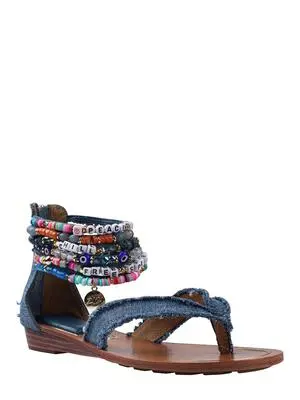 ZIGI Fayola Beaded Thong Sandals - Blue Denim