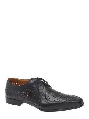 Mezlan Perforated Bike Toe Derby - Black