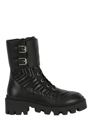 Gucci Gg Combat Boots - Black
