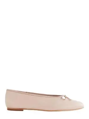 REFORMATION Tina Ballerina Flat Alabaster Leather