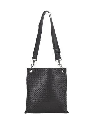 Bottega Veneta Intrecciato Leather Messenger - Black
