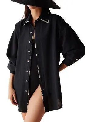 Omika Callista Button Down Shirt Solid Mussel