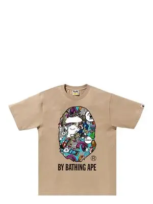 A BATHING APE Comic Art Ape Head Tee 'beige' Tan