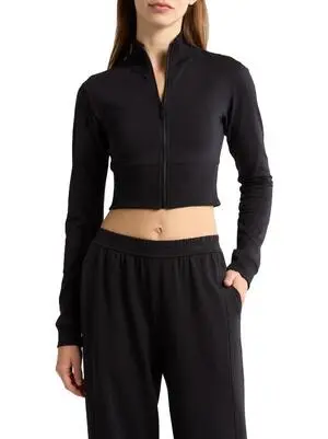 FLORENCE BY MILLS Florence By Mills Crop Stretch Cotton Blend Track Jacket Black