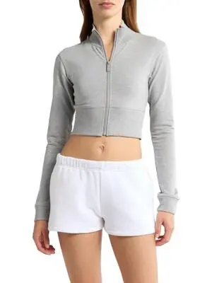 FLORENCE BY MILLS Florence By Mills Crop Stretch Cotton Blend Track Jacket Heather Grey