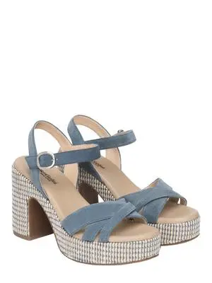 NEROGIARDINI Ankle Strap Platform Sandal - Denim