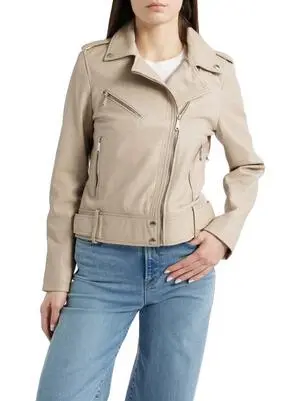 Sam Edelman Lambskin Moto Jacket - Oyster