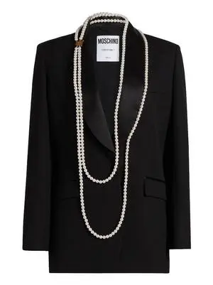 Moschino Pearl Necklace Wool-blend Jacket - Multi Black