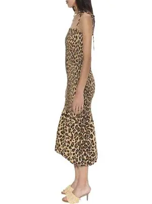 SIMONMILLER SIMONMILLER Canto Smocked Poplin Dress Leopard