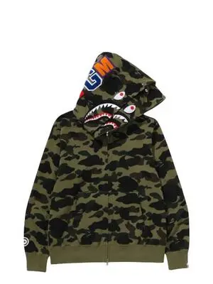 A BATHING APE 1st Camo Shark Full Zip Double Hoodie Green