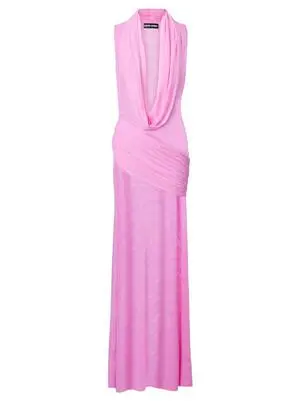 David Koma David Koma Sleeveless Semi-Sheer Draped Gown Pink