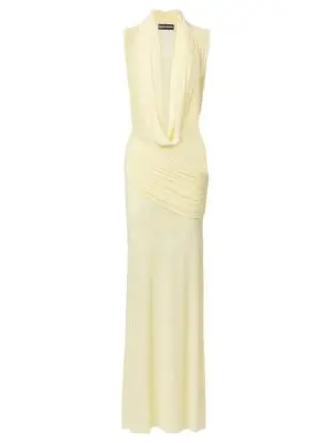 David Koma Sleeveless Semi-sheer Draped Gown - Yellow