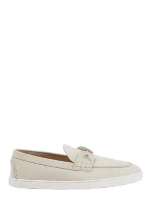 CHRISTIAN LOUBOUTIN Christian Louboutin Chambeliboat Leather Slip-On Loafers White