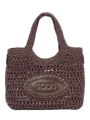 TOD'S Logo Raffia Tote Bag - Brown