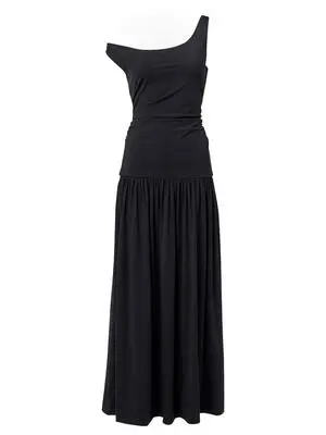 RÓHE One-shoulder Plissé Maxi Dress - Black