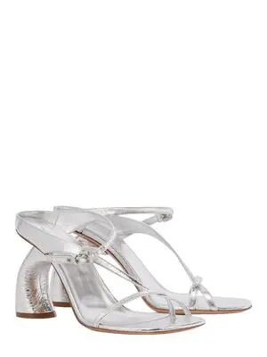 Dries Van Noten Metallic Patent Leather Mules - Silver