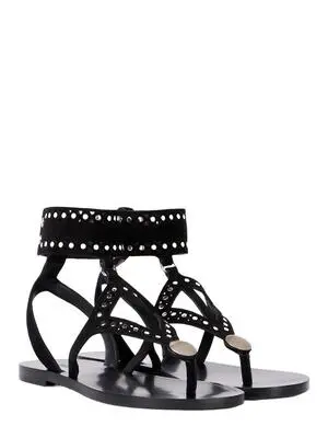 Isabel Marant Edil Studded Leather Sandals - Black