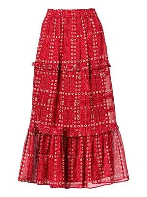 MARANT ETOILE Diya Printed Maxi Skirt - Red