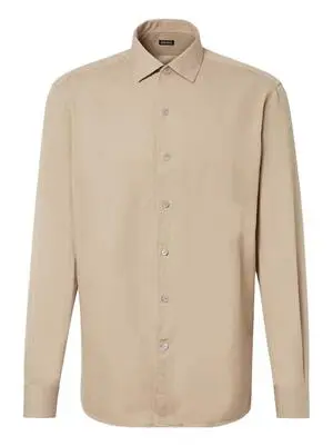 Zegna Cotton And Wool Denim Shirt - Beige