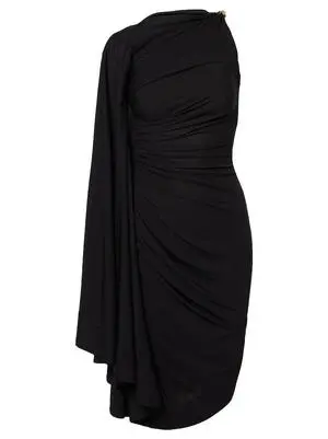 Bottega Veneta Embellished Draped Jersey Midi Dress - Black