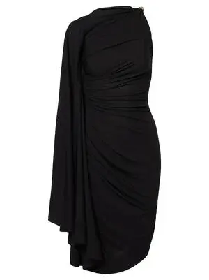 Bottega Veneta Embellished Draped Jersey Midi Dress - Black