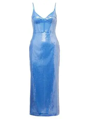 David Koma Sequined Corset Dress - Blue