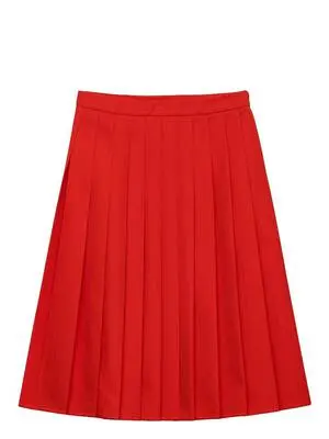 Prada Pleated Gabardine Midi-skirt - Red