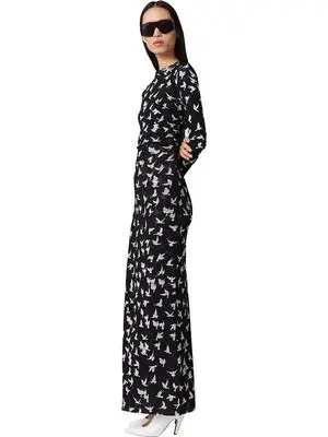 Stella McCartney Dove Print Mesh Long-sleeve Dress - Black/white