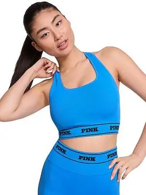 Pink Seamless Reversible Sports Bra - Blue