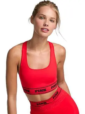 Pink Seamless Reversible Sports Bra - Red