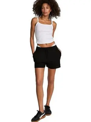 Pink Cambridge Knit Beach Shorts - Black