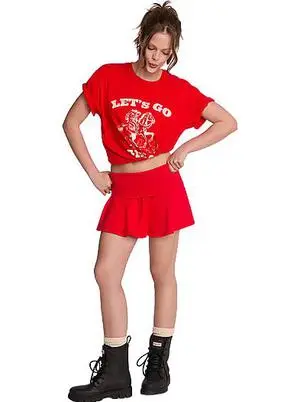 Pink All-day Cotton™ Foldover Skort - Red