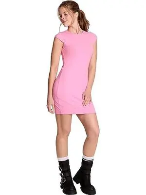 Pink All-Day Soft Rib Bodycon Dress Pink